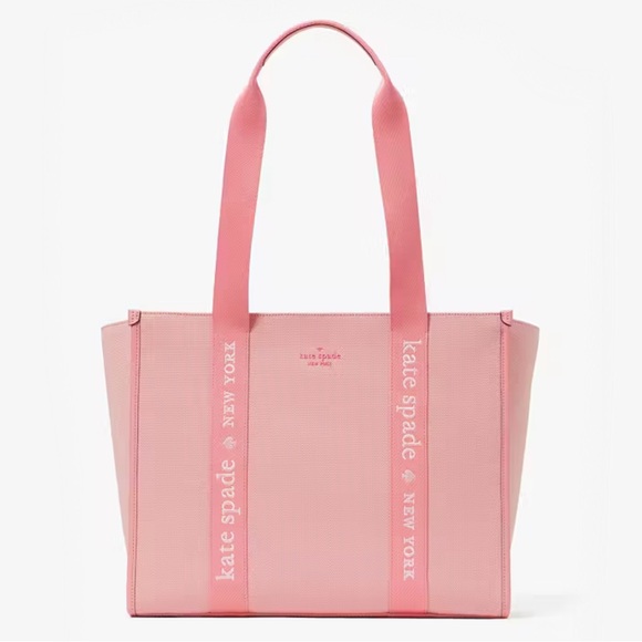kate spade | Bags | Kate Spade Kip Canvas Large Tote Bag Blossom Pink ...